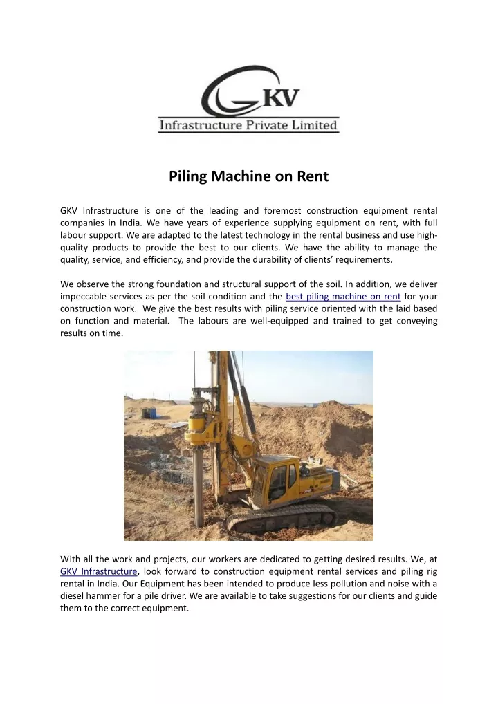 PPT - Piling Machine on Rent PowerPoint Presentation, free download ...