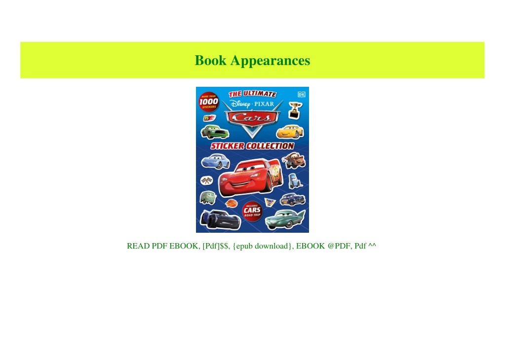 PPT - Read Disney Pixar Cars Ultimate Sticker Collection (DOWNLOAD E.B ...