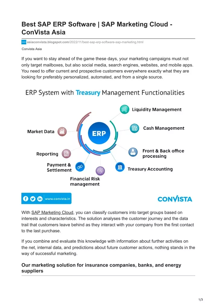 PPT - Best SAP ERP Software SAP Marketing Cloud - ConVista Asia ...