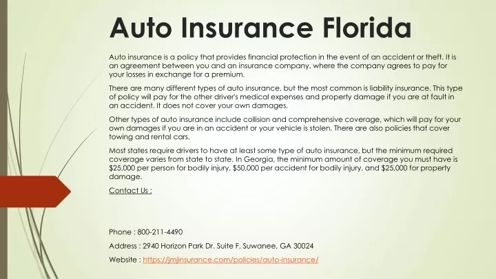 PPT - Auto Insurance Florida PowerPoint Presentation, free download ...