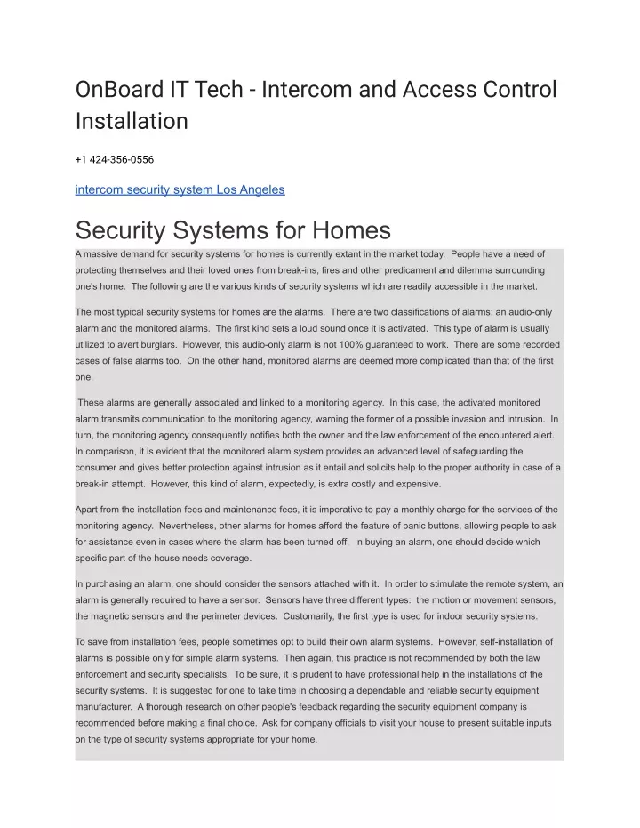 PPT - OnBoard IT Tech - Intercom and Access Control Installation (1) PowerPoint Presentation ...