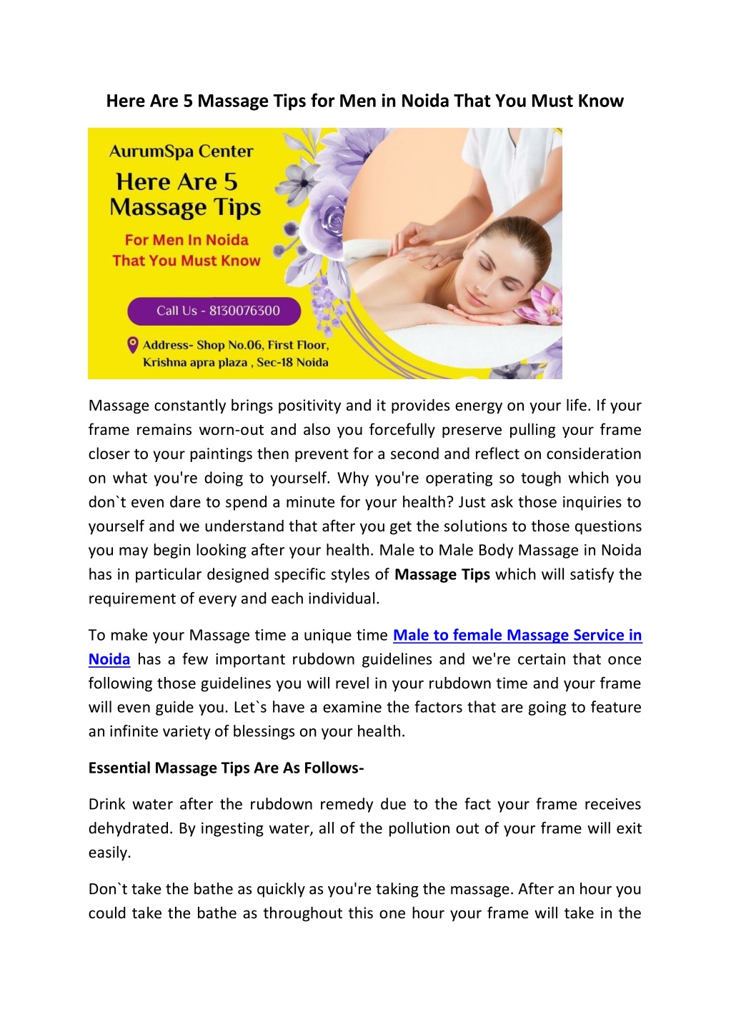 Ppt Here Are 5 Massage Tips For Men In Noida That You Must Know Powerpoint Presentation Id