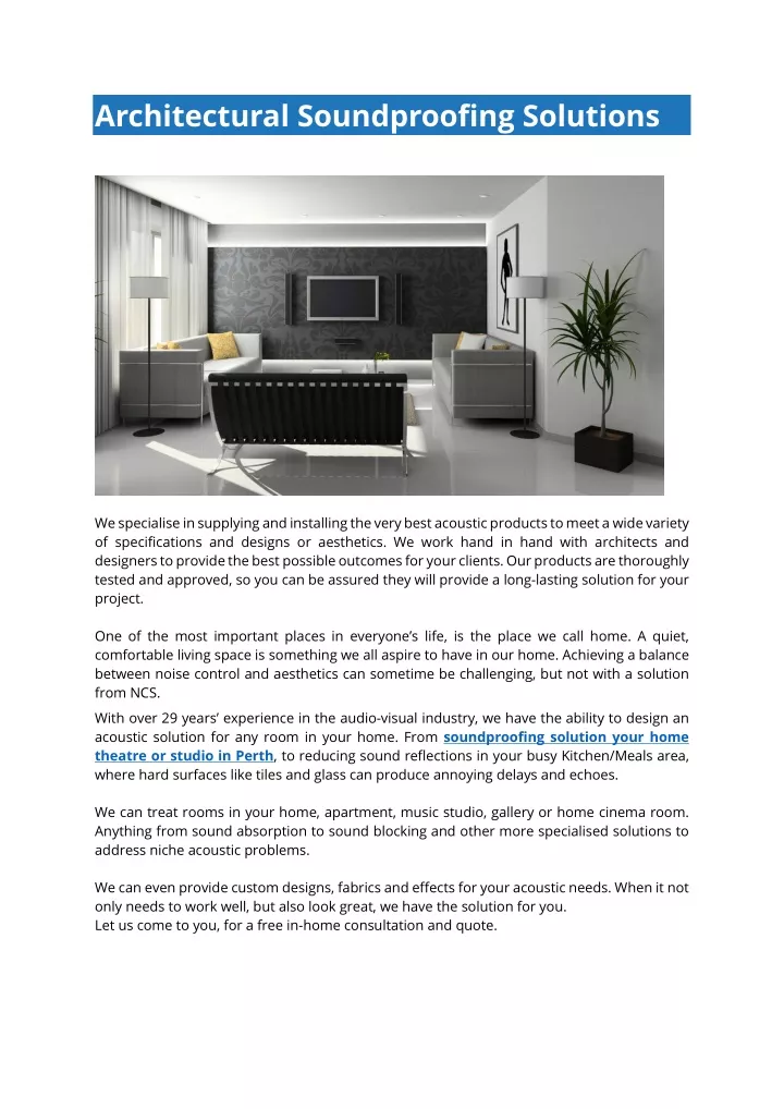 PPT - Architectural Soundproofing Solutions in Perth PowerPoint ...
