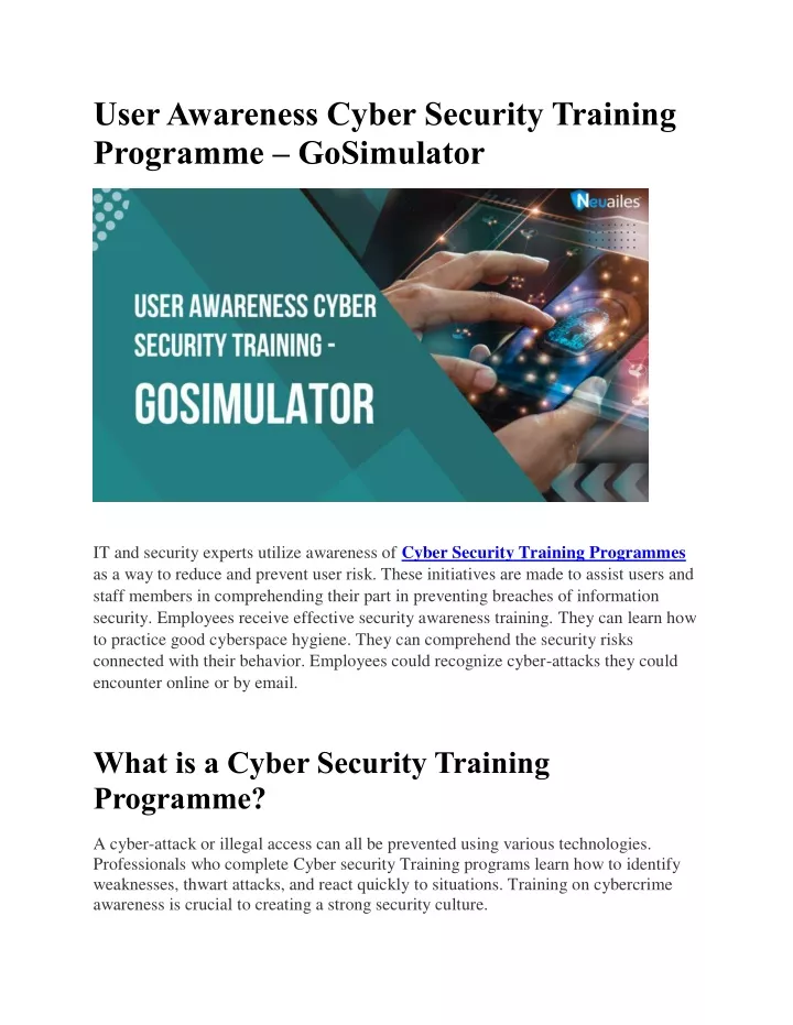 PPT - user awareness cyber security training programme – GoSimulator ...