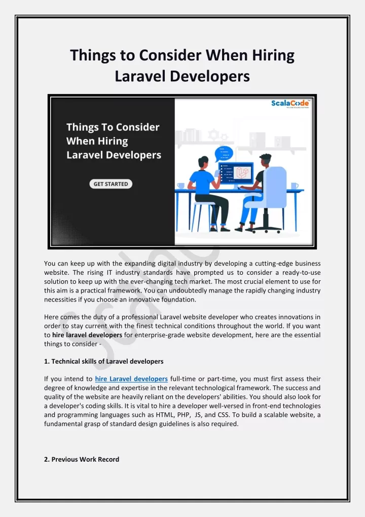 Ppt Things To Consider When Hiring Laravel Developers Scalacode
