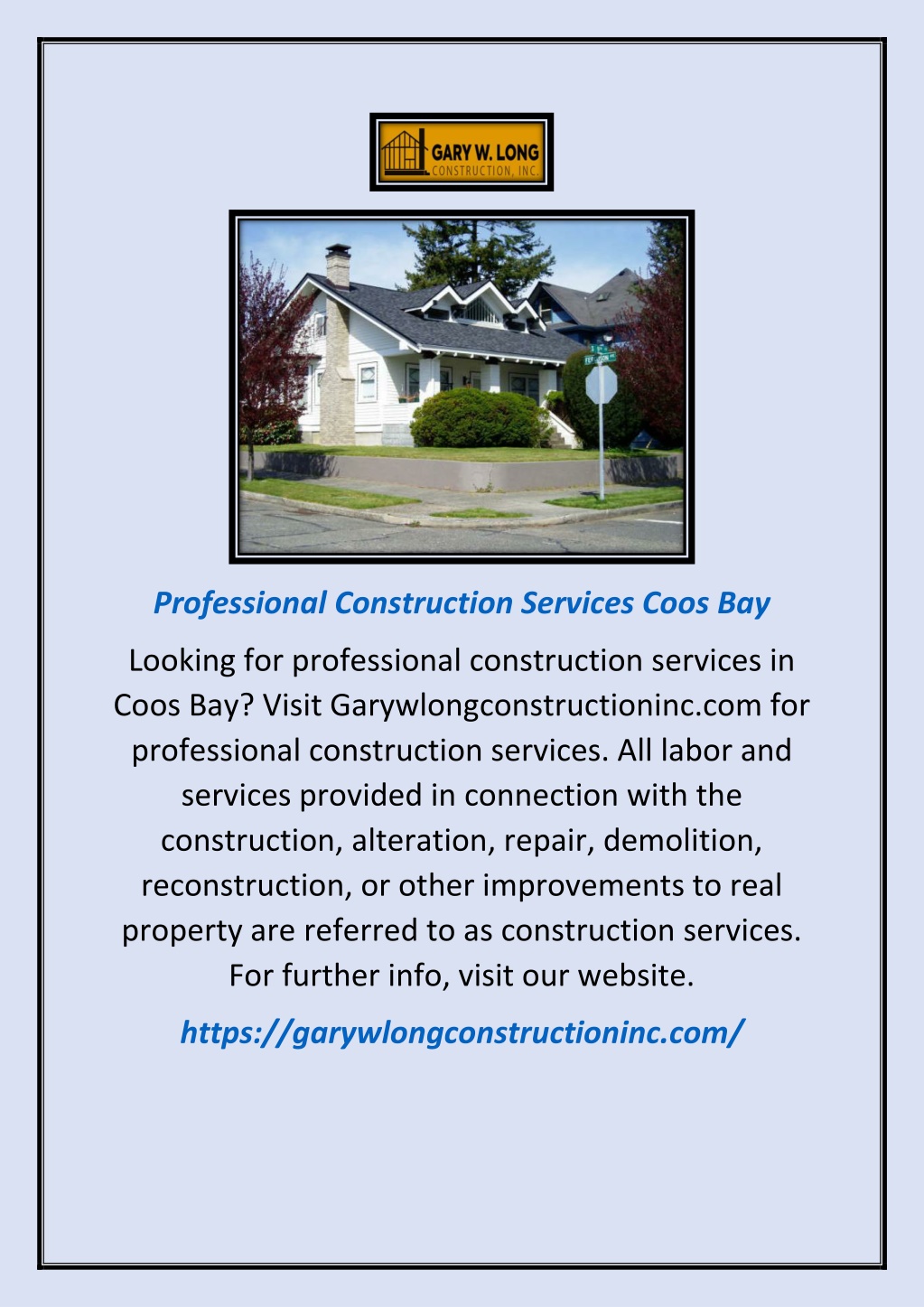 PPT - Professional Construction Services Coos Bay ...