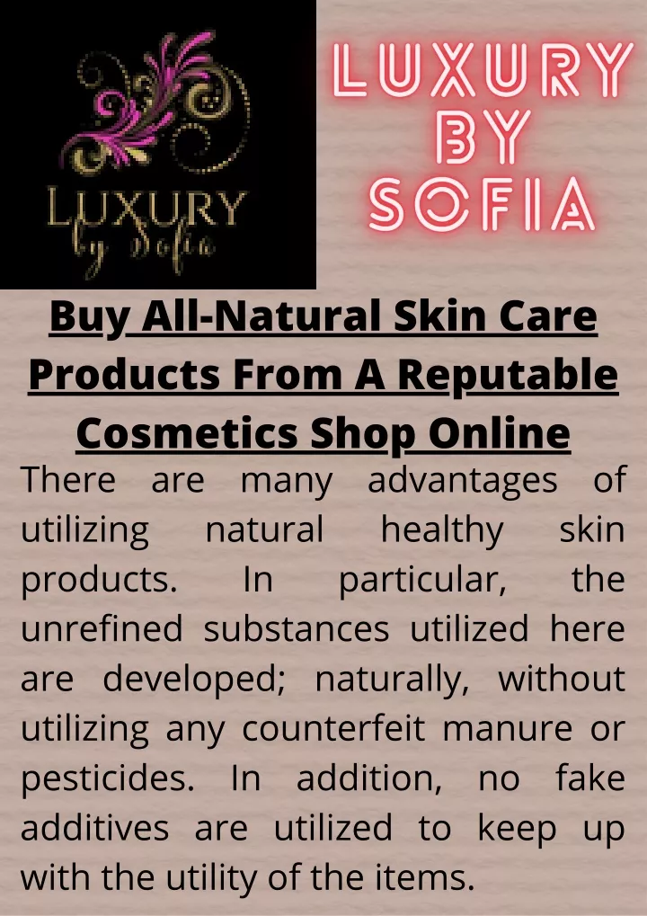 Ppt Buy All Natural Skin Care Products From A Reputable Cosmetics