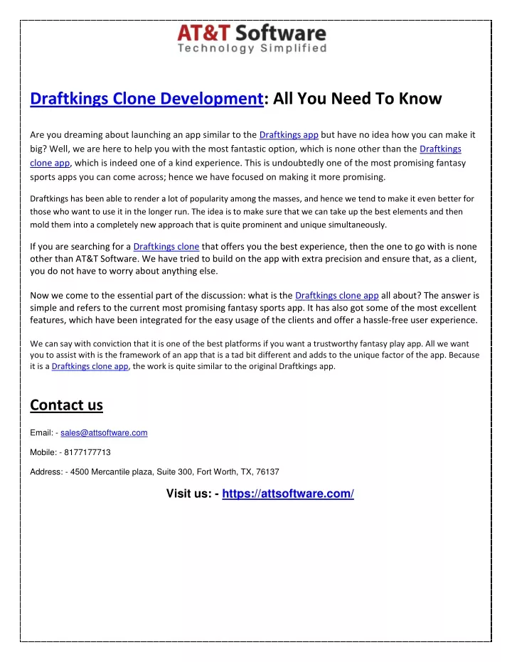 PPT - Attsoftware Draftkings Clone Development PowerPoint Presentation ...