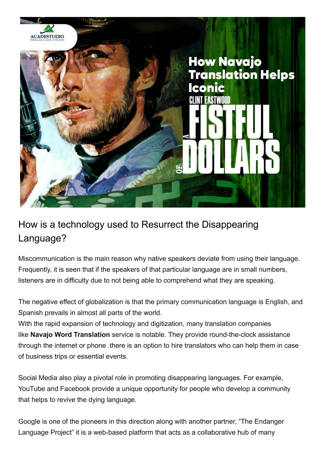 PPT - How Navajo Translation Helps Iconic Client Eastwood Movie “ The ...