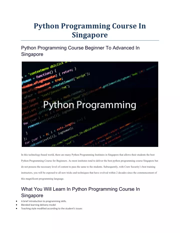 ppt-python-programming-course-in-singapore-powerpoint-presentation