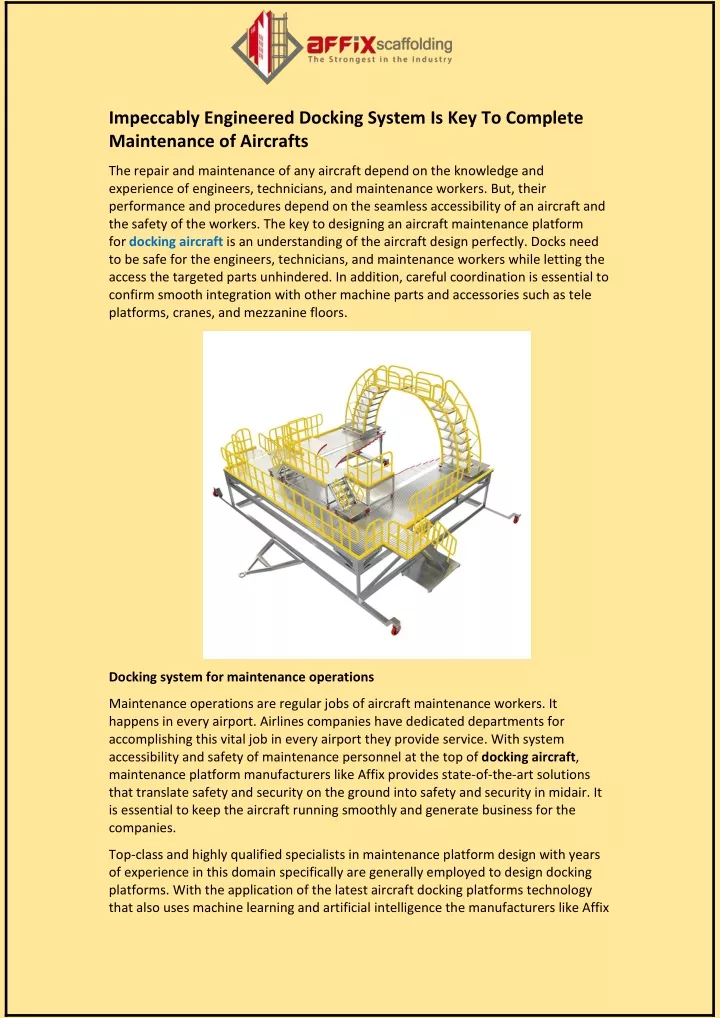 PPT - Impeccably Engineered Docking System Is Key To Complete Maintenance of Aircrafts ...