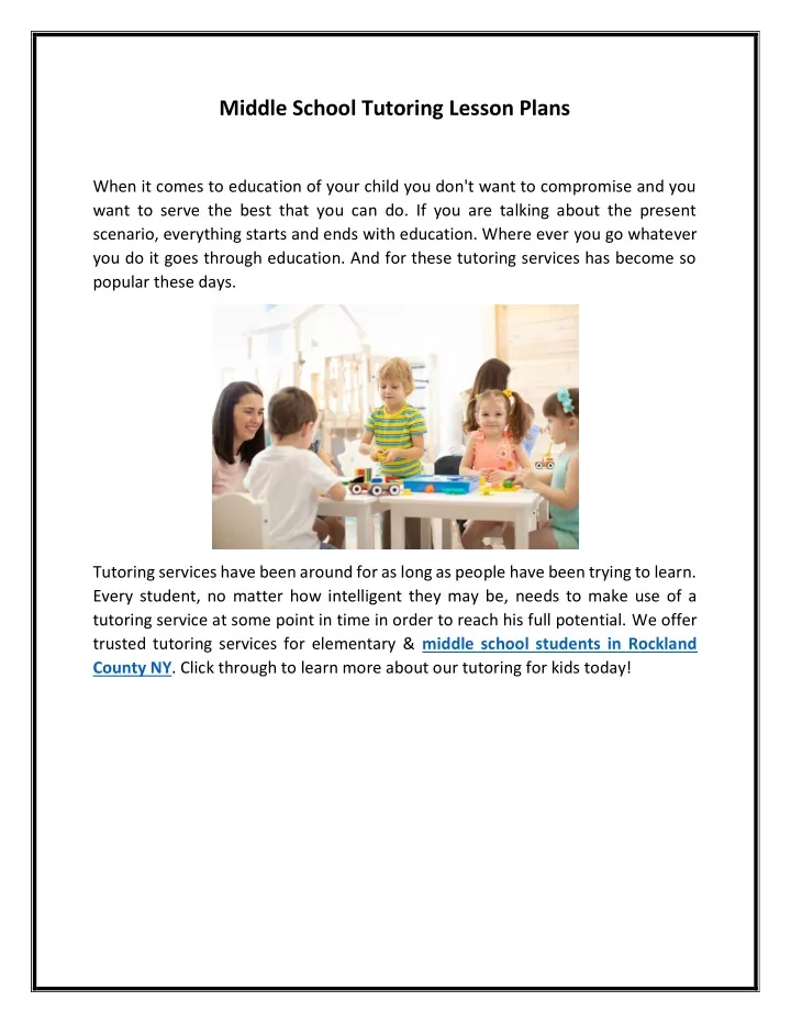 PPT - Middle School Tutoring Lesson Plans PowerPoint Presentation, free ...