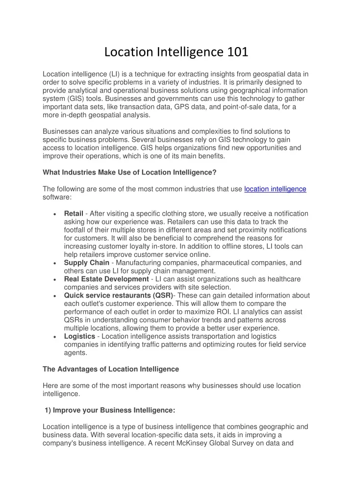 PPT - Location Intelligence 101 PowerPoint Presentation, free download - ID:11725151