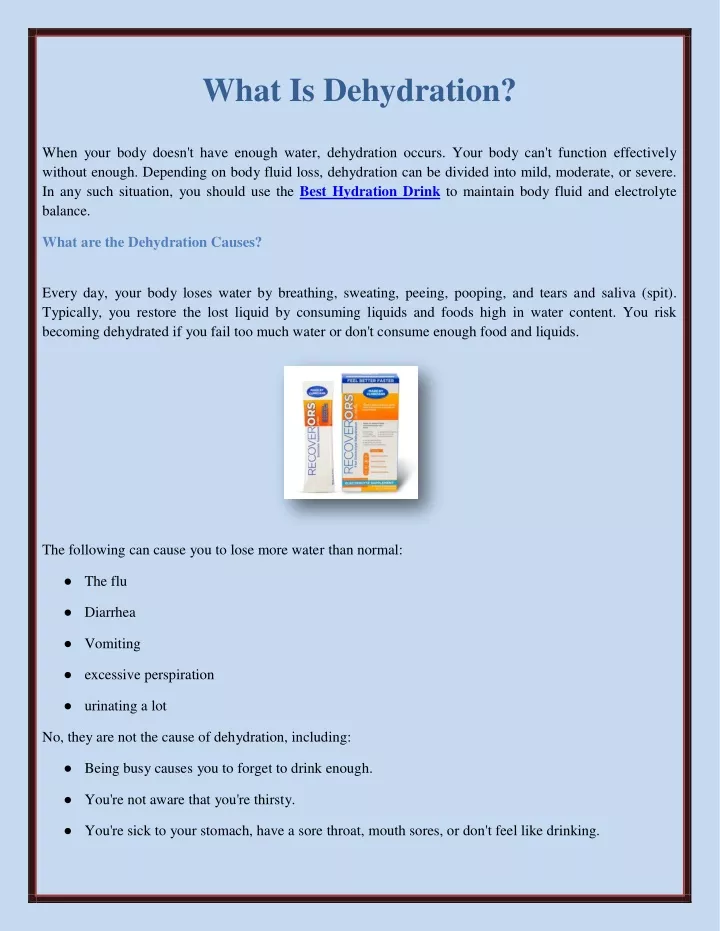 PPT - What Is Dehydration? PowerPoint Presentation, free download - ID ...