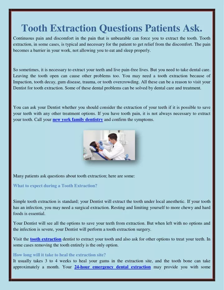PPT - Tooth Extraction Questions Patients Ask. PowerPoint Presentation ...