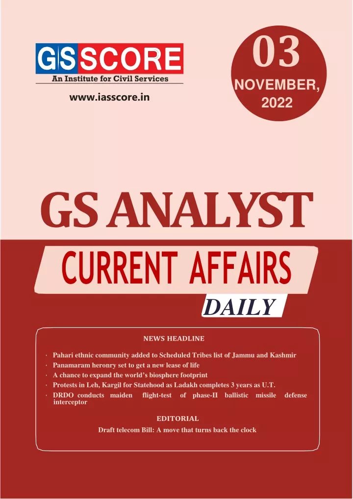 PPT - Daily Current Affairs - 3 Nov 2022 PowerPoint Presentation, free ...