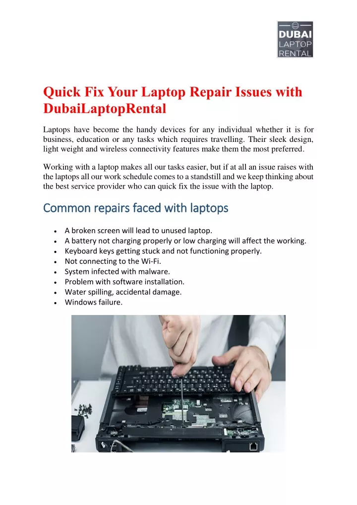 PPT - Quick Fix Your Laptop Repair Issues with DubaiLaptopRental ...