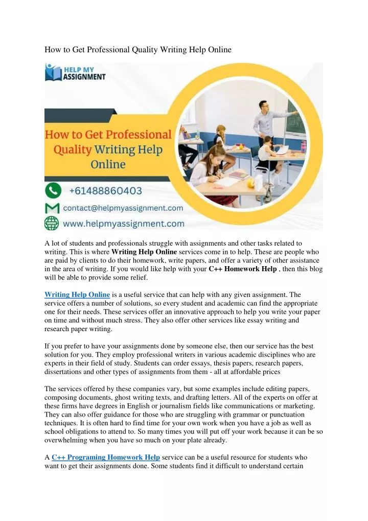 PPT - How to Get Professional Quality Writing Help Online PowerPoint ...