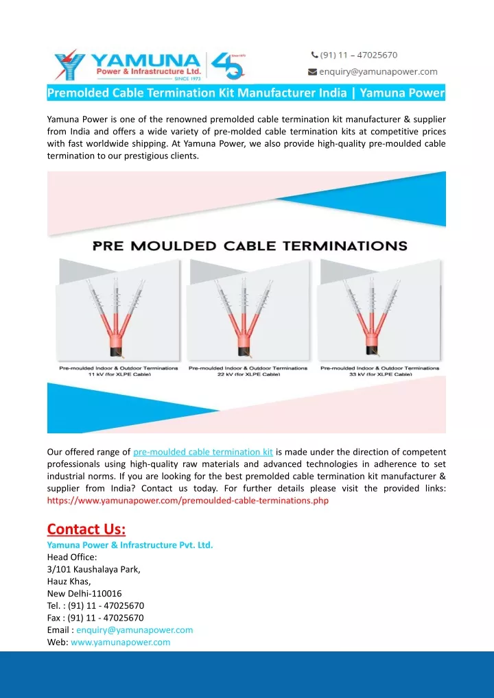 PPT - Premolded Cable Termination Kit Manufacturer PowerPoint ...