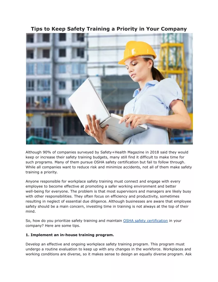 PPT - Tips to Keep Safety Training a Priority in Your Company ...