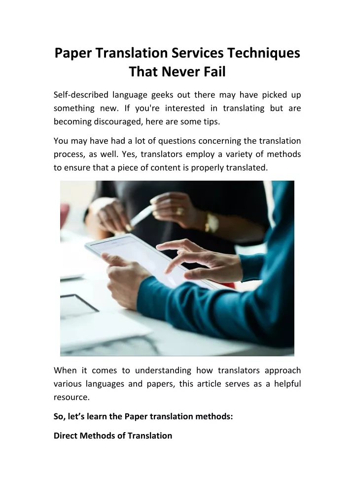 PPT - Paper Translation services techniques that never fail PowerPoint ...