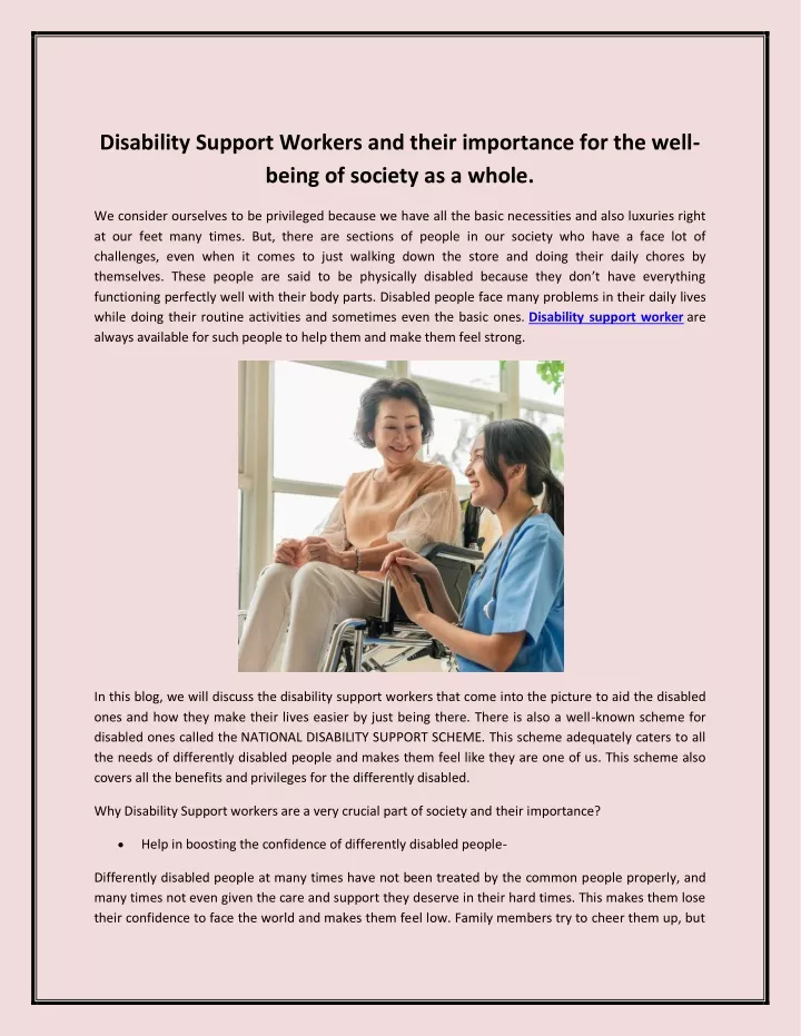 PPT - Disability Support Workers and their importance for the well PowerPoint Presentation - ID ...