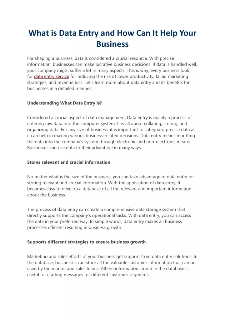 PPT - What is Data Entry and How Can It Help Your Business PowerPoint ...
