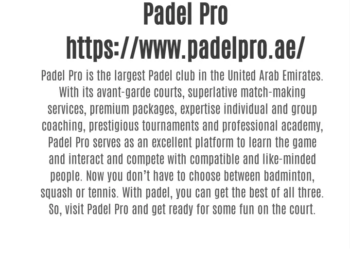 PPT - Padel Pro PowerPoint Presentation, free download - ID:11731619