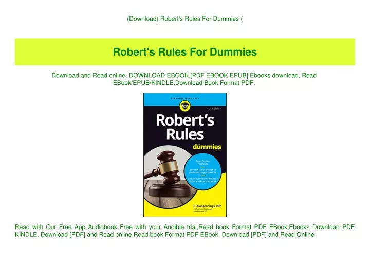 PPT - (Download) Robert's Rules For Dummies (E.B.O.O.K. DOWNLOAD ...
