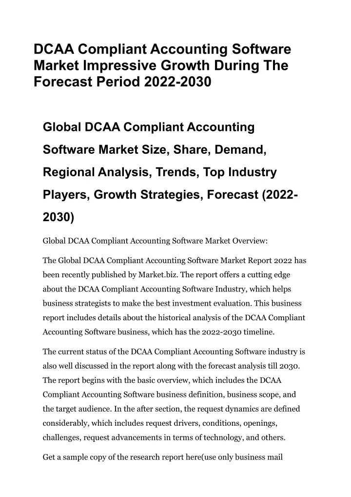PPT - DCAA Compliant Accounting Software Market Impressive Growth ...