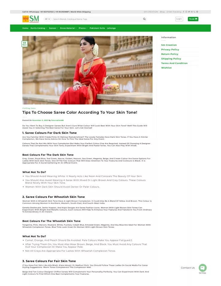 PPT - Tips To Choose Saree Color According To Your Skin Tone PowerPoint ...