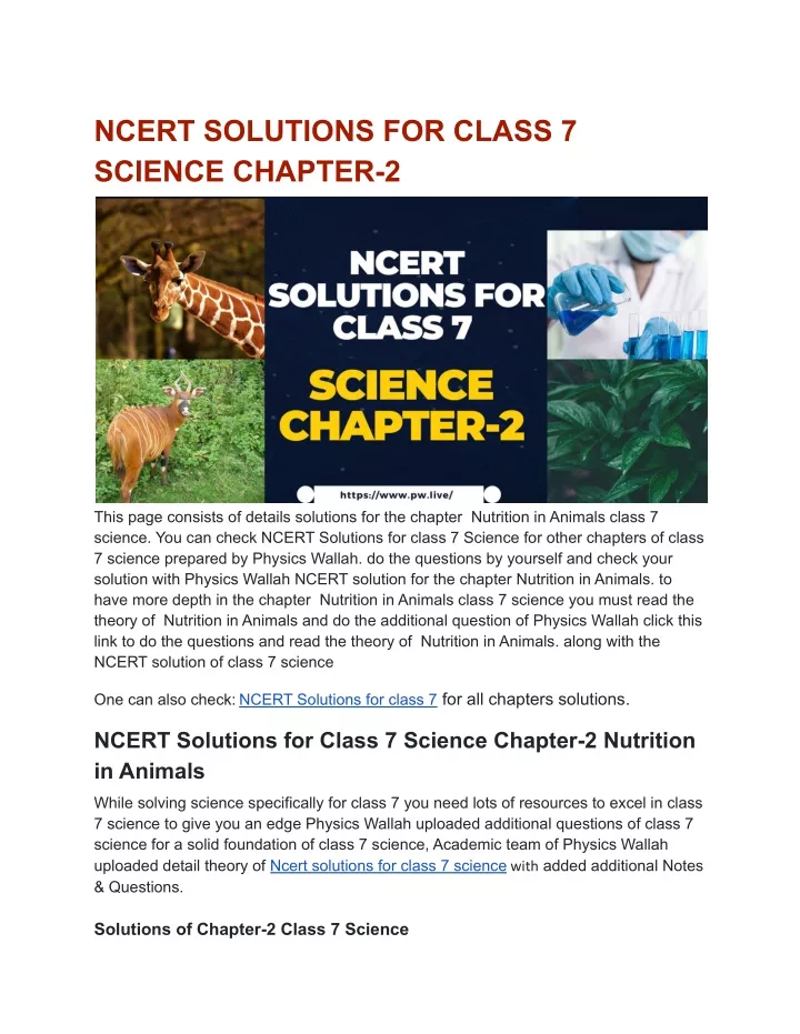 PPT - NCERT SOLUTIONS FOR CLASS 7 SCIENCE CHAPTER-2 PowerPoint ...
