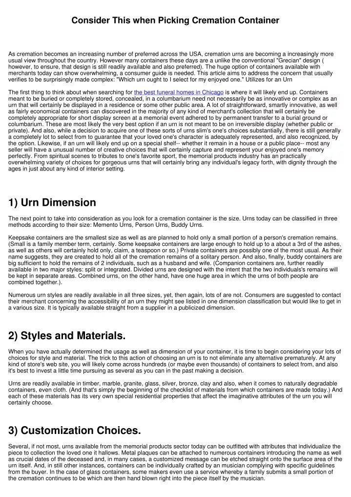 PPT - Consider This when Choosing Cremation Container PowerPoint ...