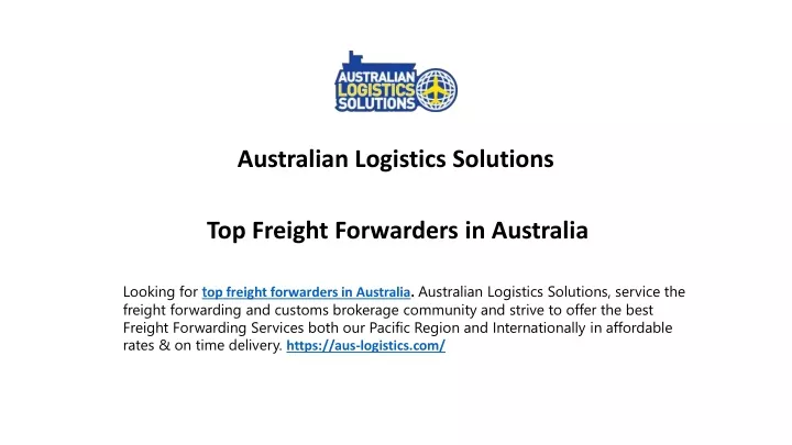 PPT - Efficient Freight Forwarders in Australia PowerPoint Presentation ...