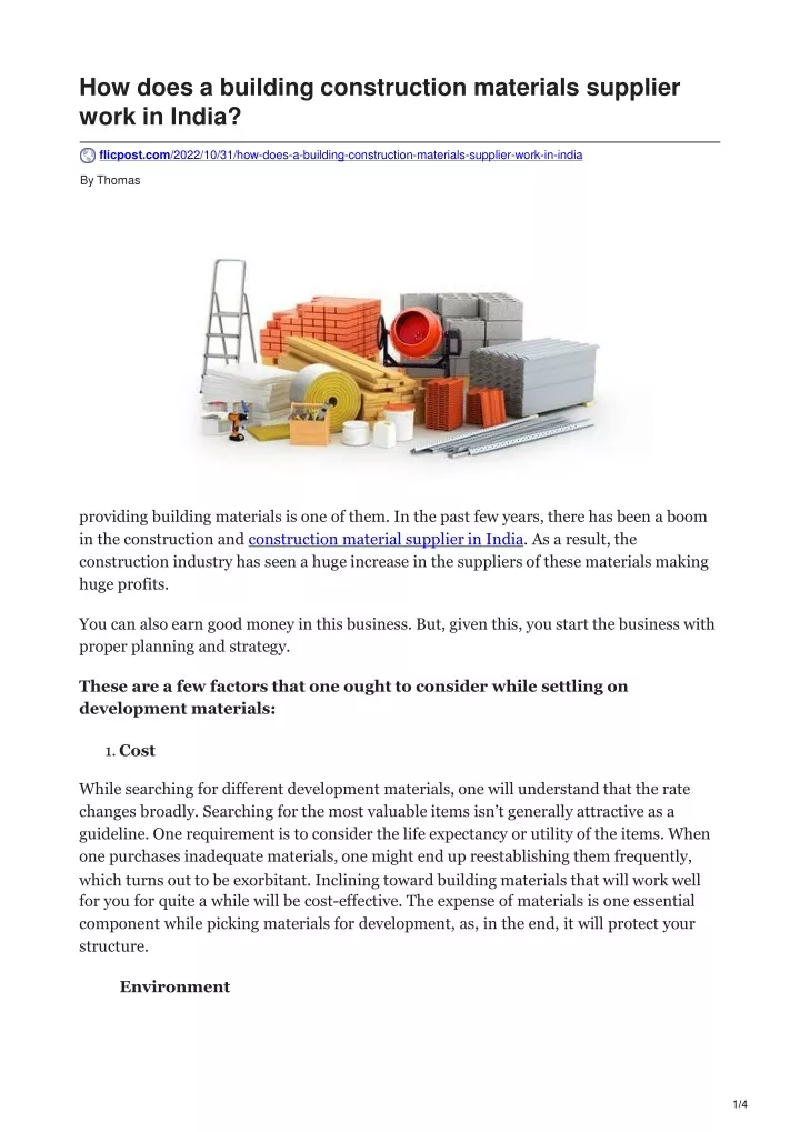 PPT - How does a building construction materials supplier work in India ? PowerPoint ...