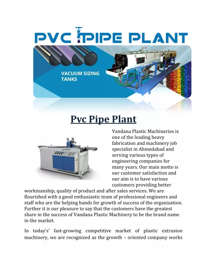 PPT - Pvc Pipe Plant vandana PowerPoint Presentation, free download ...