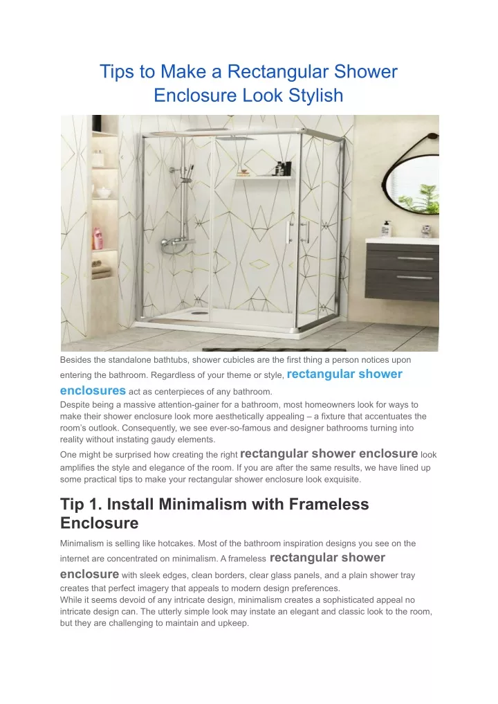 PPT - Tips to Make a Rectangular Shower Enclosure Look Stylish ...