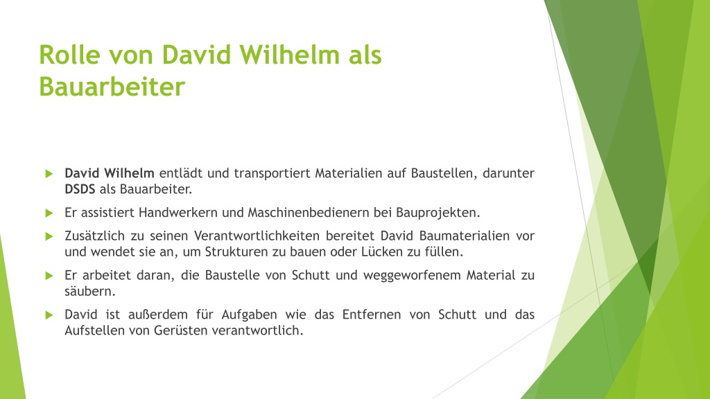 PPT - David Wilhelm arbeitet daran, den Standort einschließlich DSDS ...