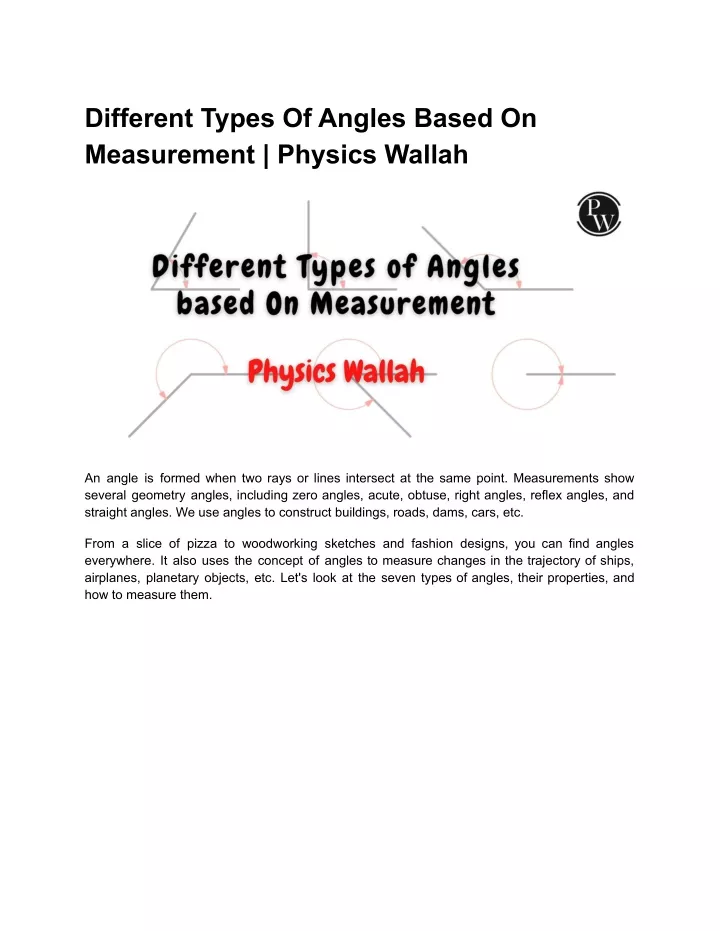 PPT - Different Types Of Angles Based On Measurement _ Physics Wallah ...