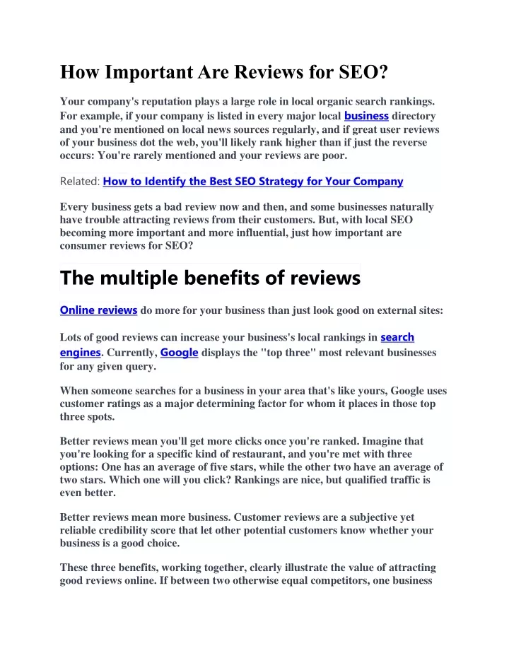 PPT - How Important Are Reviews for SEO PowerPoint Presentation, free ...