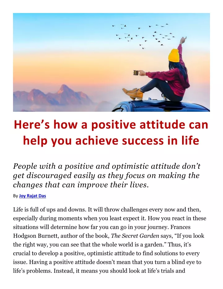 PPT - Here’s how a positive attitude can help you achieve success in ...