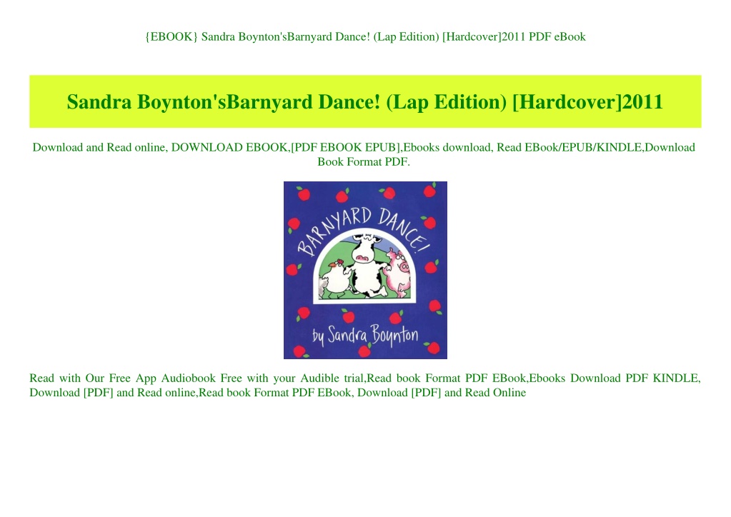 PPT - {EBOOK} Sandra Boynton'sBarnyard Dance! (Lap Edition) [Hardcover ...