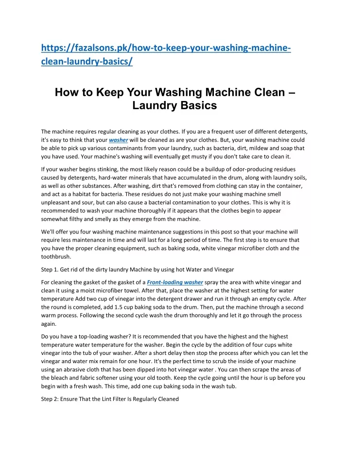 PPT - How to Keep Your Washing Machine Clean – Laundry Basics ...