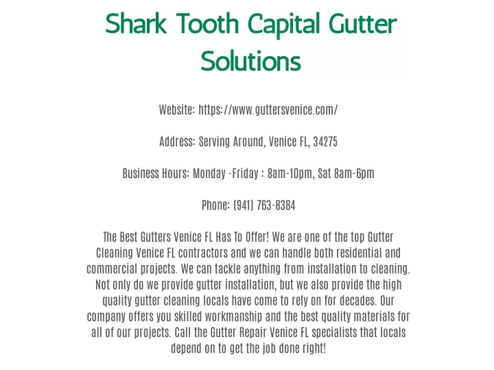 PPT - Shark Tooth Capital Gutter Solutions PowerPoint Presentation ...