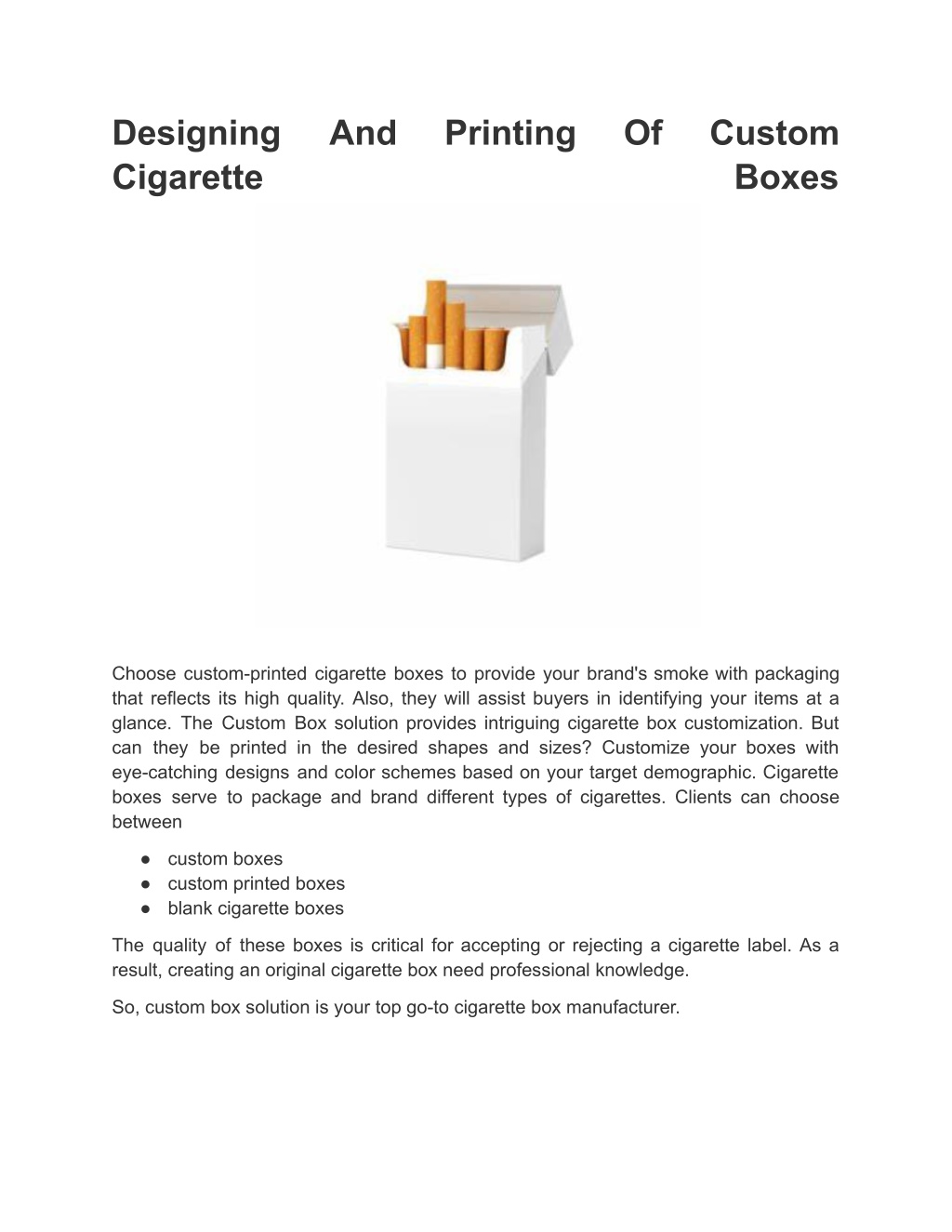 PPT - A Lovely Custom Cigarette Packaging Box By Custom Boxes Zone.docx ...