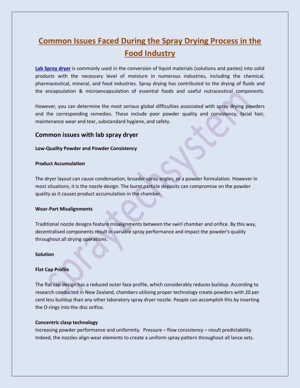 PPT - Common Issues Faced During the Spray Drying Process in the Food ... PPT - Common Issues Faced During the Spray Drying Process in the Food ...