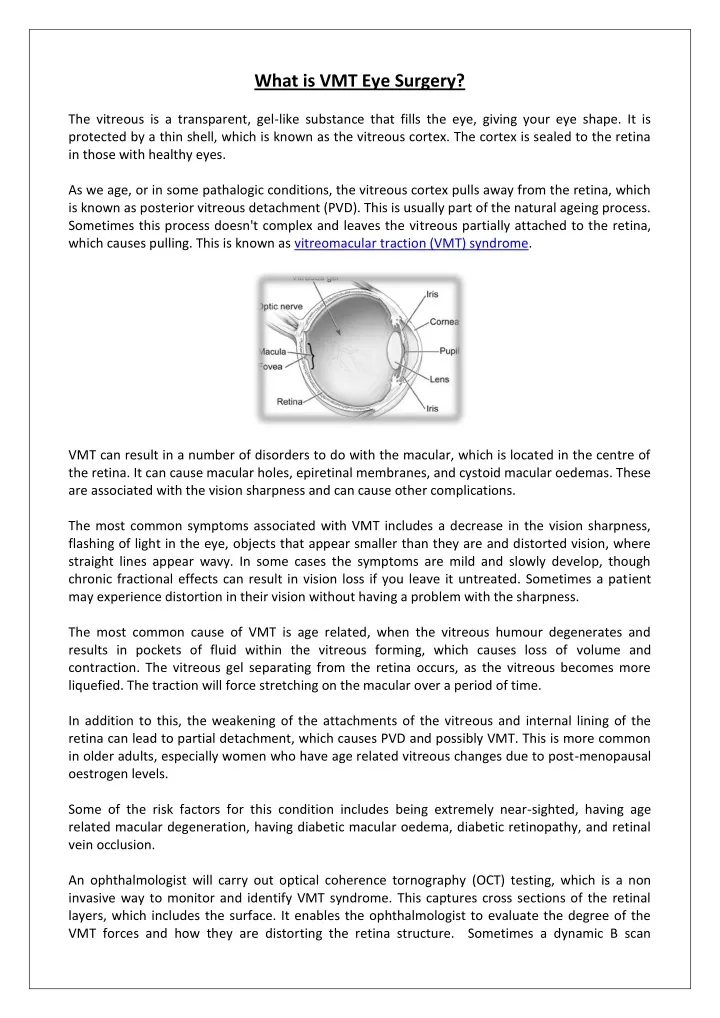 PPT - What is VMT Eye Surgery PowerPoint Presentation, free download ...