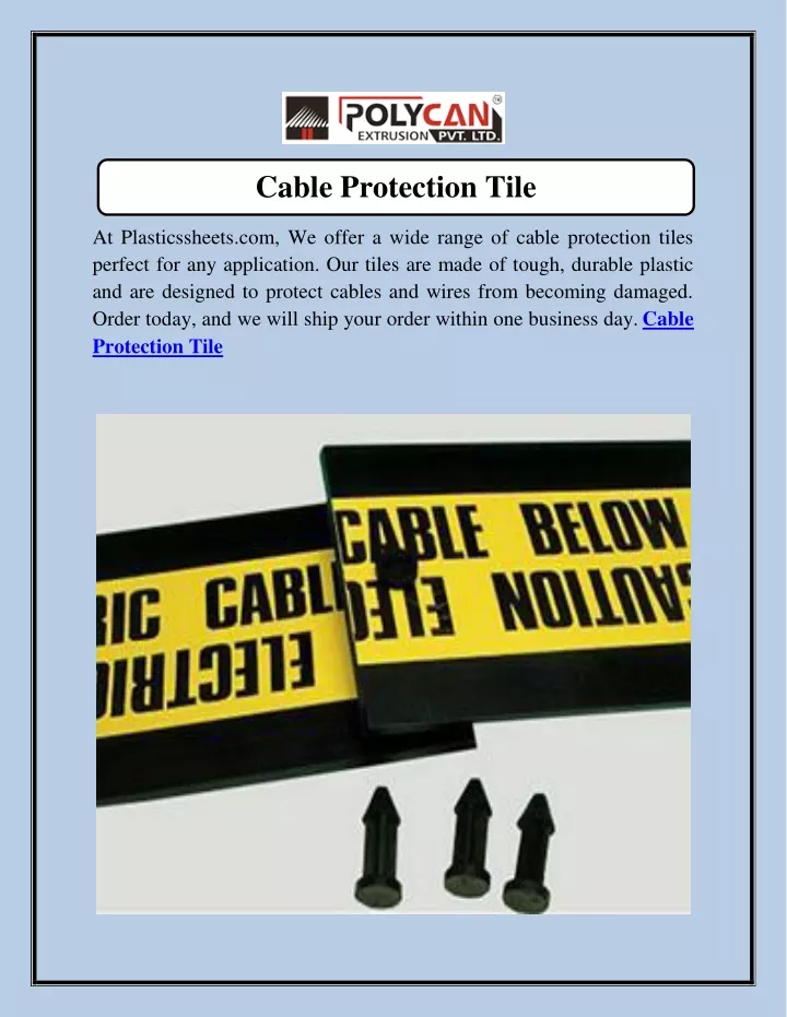 PPT - Cable Protection Tile Plasticssheets PowerPoint Presentation ...