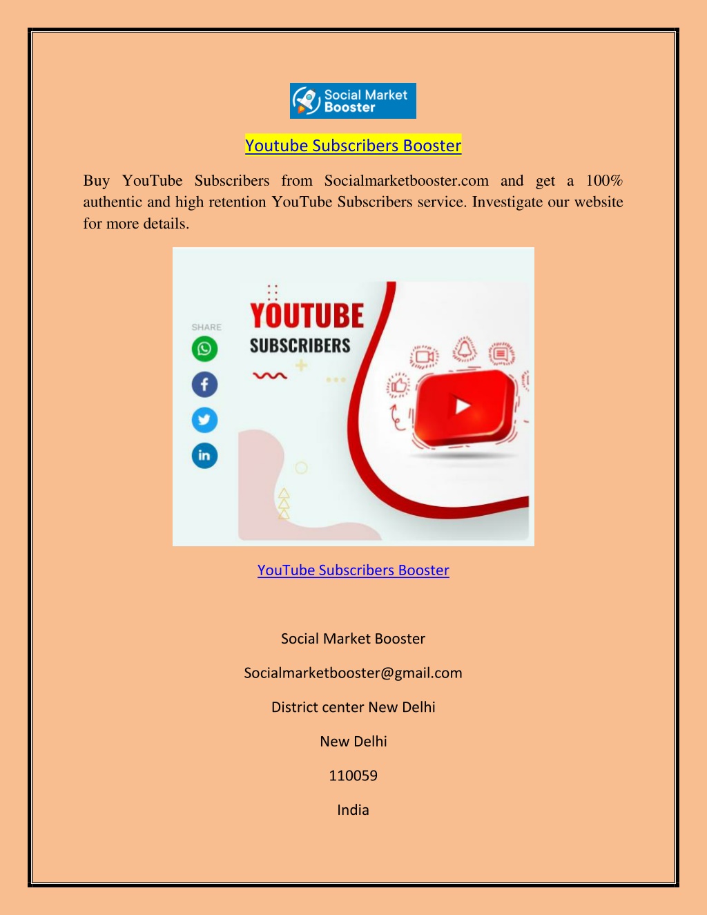 PPT - Youtube Subscribers Booster Socialmarketbooster PowerPoint ...