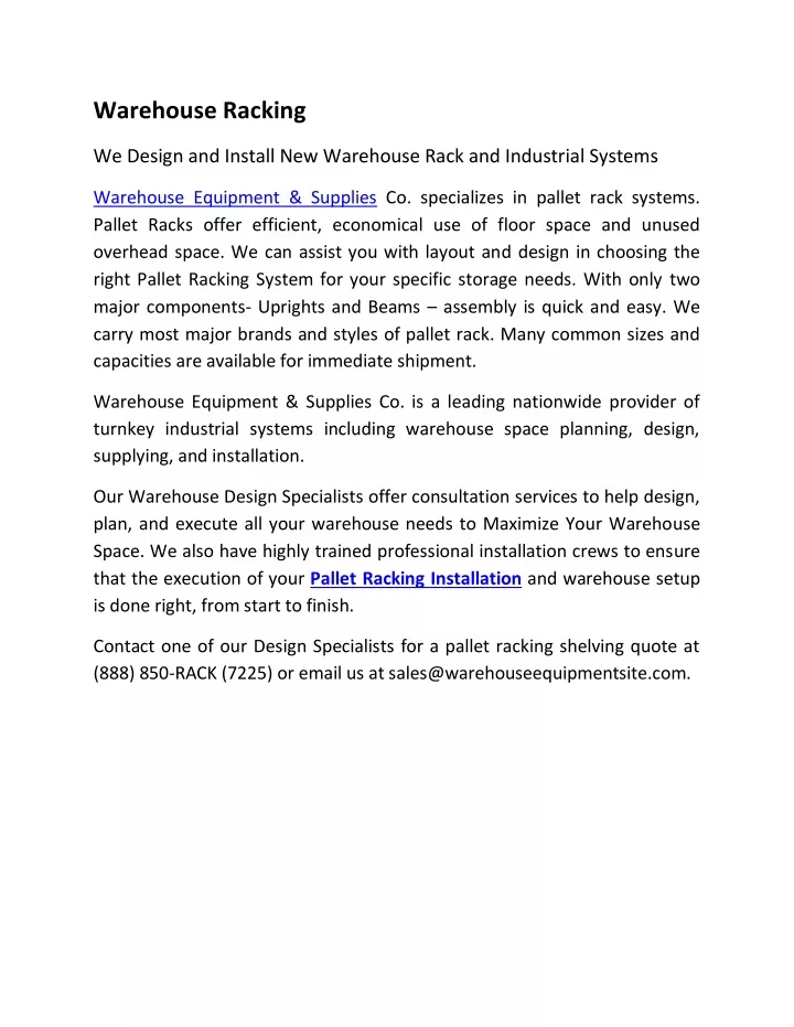 PPT - Warehouse Racking PowerPoint Presentation, free download - ID ...